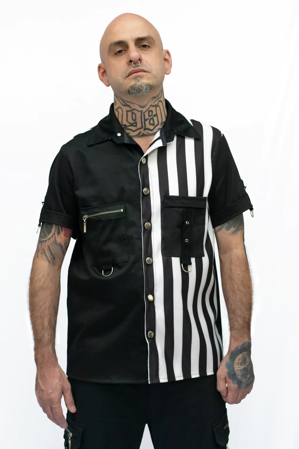 Camisa Psycho Listrada Preto e Branco – Loja Poli Rock