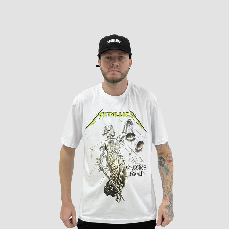 Camiseta Metallica And Justice for All Branca – Loja Poli Rock